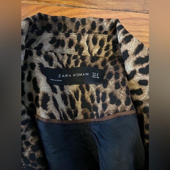 Zara | Jackets & Coats | Zara S Leopard Animal Print Blazer Suit Jacket ...